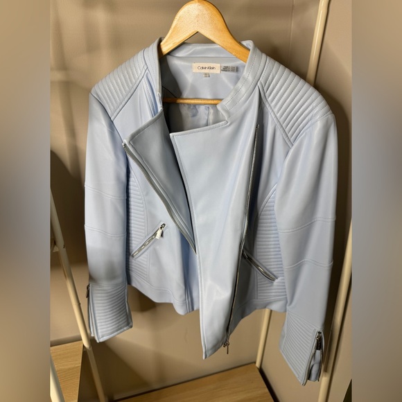 Calvin Klein | Jackets & Coats | Calvin Klein Pastel Sky Blue Faux ...